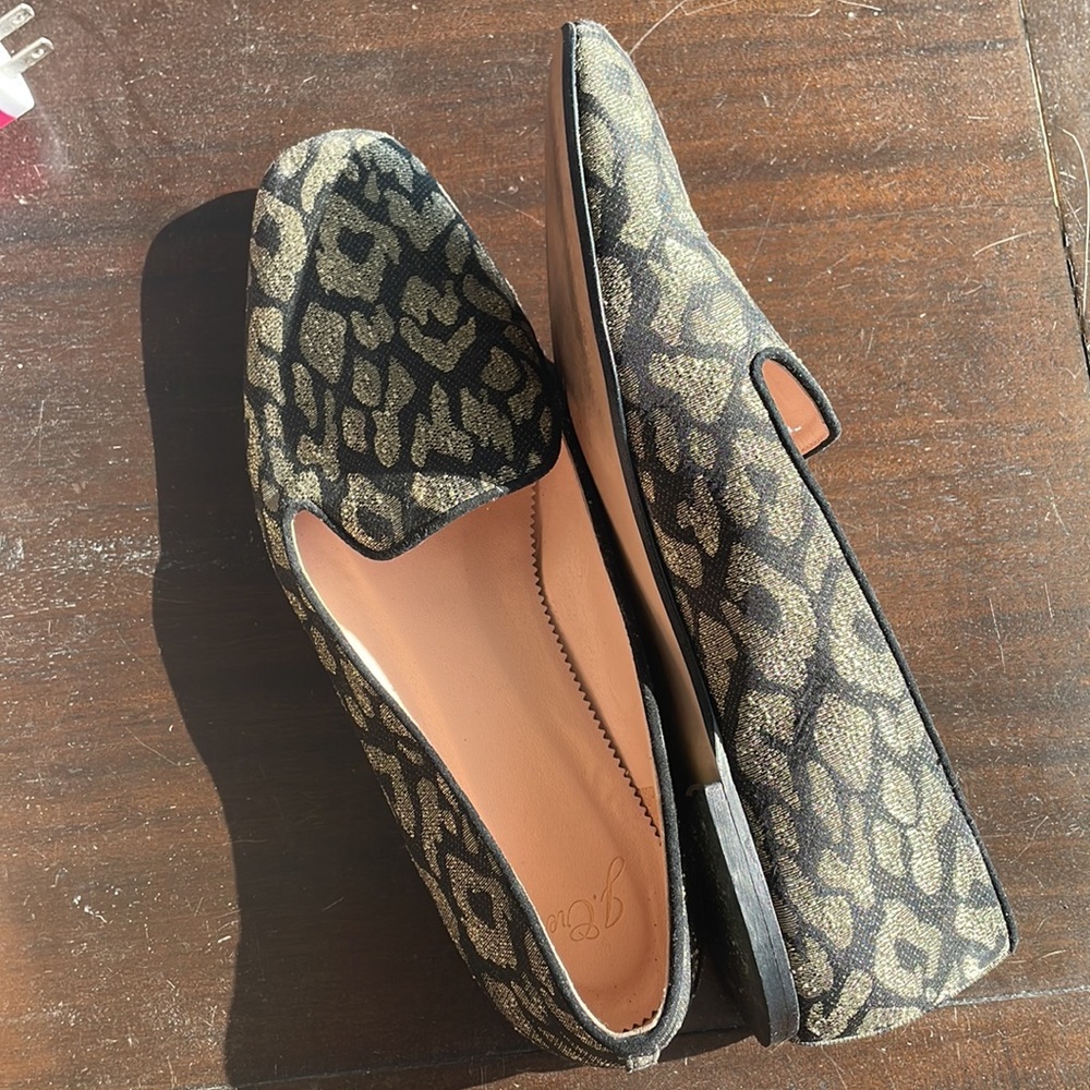 Jcrew Smoking Style Shoes Metallic/Animal Print Leath… - Gem